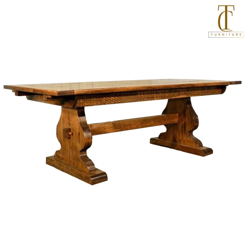 Rustic Trestle Solid Wood Dining Table – Timbercrafts Furniture